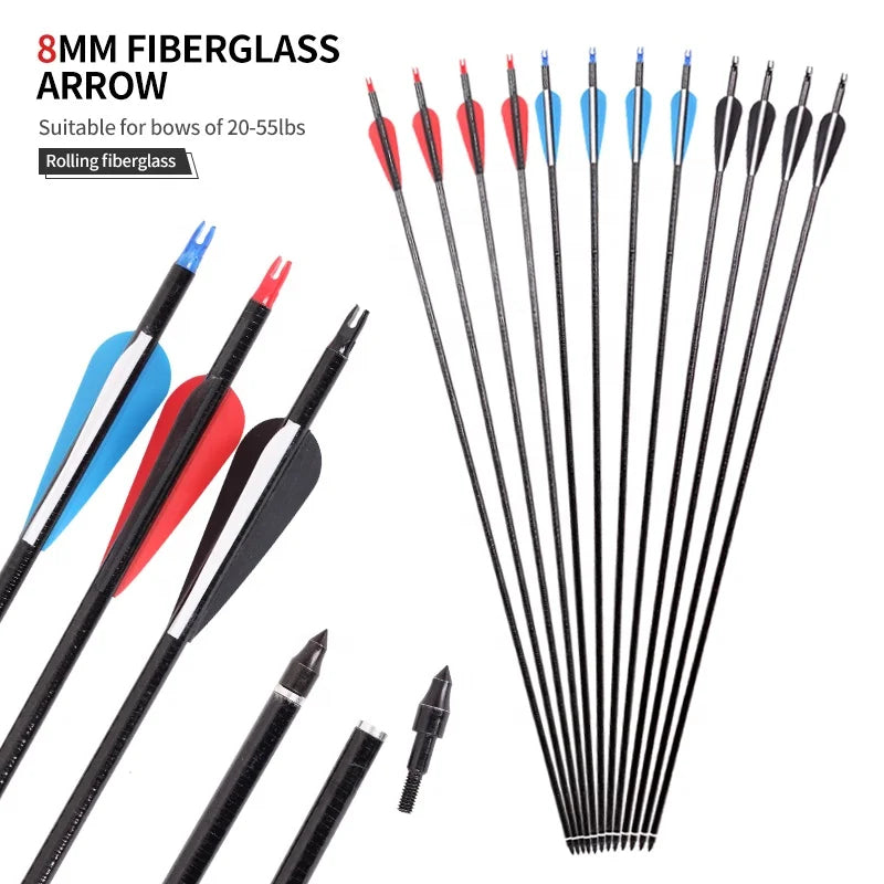 SPG 8mm Fiberglass Arrow Spine 400 – Durable Target Practice Arrow ...