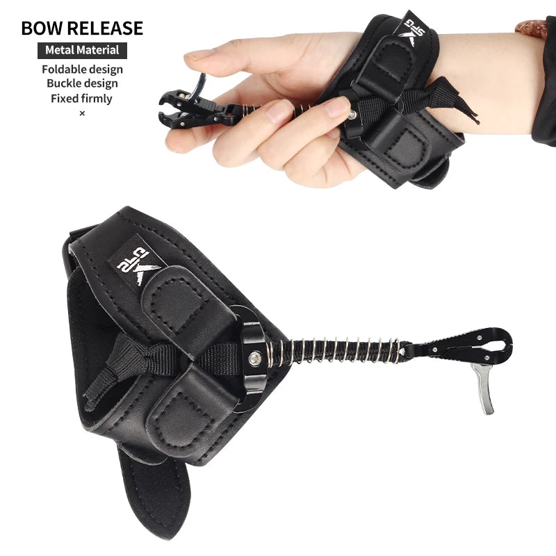 SPG Adjustable Wrist Bow Release | 360° Rotating Metal Leather Strap ...