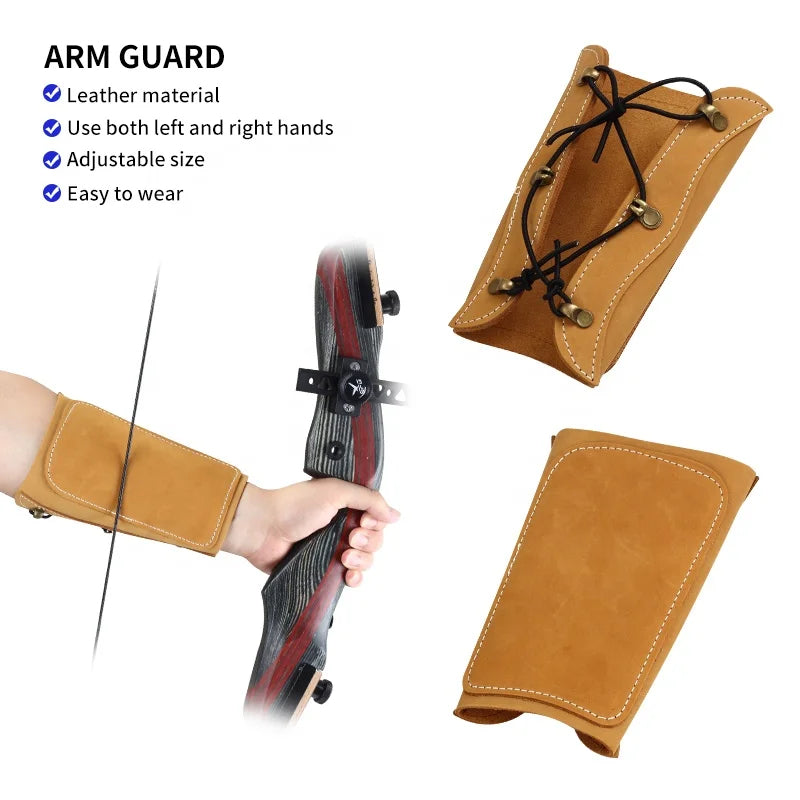 SPG Leather Arm Guard – Adjustable Archery Forearm Protector (Brown ...
