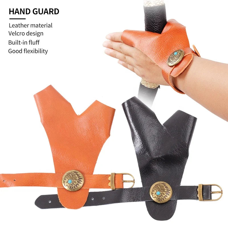 SPG Leather Hand Guard – Adjustable Two Finger Archery Protector ...