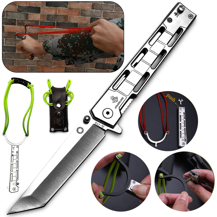 Stainless Steel Slingshot with Pocket Folding Knife – INDIAN SLINGSHOT